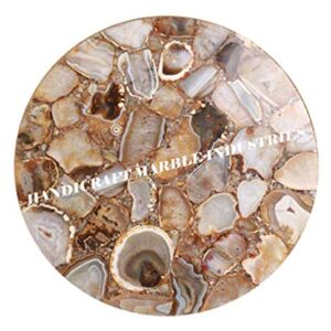 Natural Brown Agate Stone Round 30" x 30" Inch Dining Table Top, Natural Brown Agate Stone Round Coffee & Centre Table Top, Brown Agate Stone Round Meeting Room Table Top, Piece Of Conversation