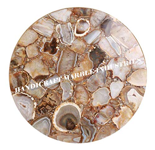 Natural Brown Agate Stone Round 30" x 30" Inch Dining Table Top, Natural Brown Agate Stone Round Coffee & Centre Table Top, Brown Agate Stone Round Meeting Room Table Top, Piece Of Conversation