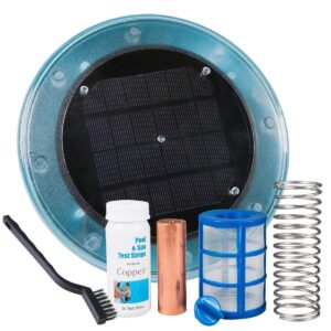 xtremepowerus 90120-1 purifier pool solar ionizer system effective up to 32,000 gallons reduces chlorine algae, blue