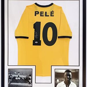 Pele Signed FC Brazil Jersey - PSA DNA COA Authenticated - Professionally Framed & Bicycle Kick Goal 8x10 Photo 34x42