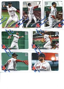 2021 topps series 1 boston red sox team set of 7 cards: j.d. martinez(#20), bobby dalbec(#26), ryan brasier(#66), andrew benintendi(#154), eduardo rodriguez(#182), alex verdugo(#214), rafael devers(#226)