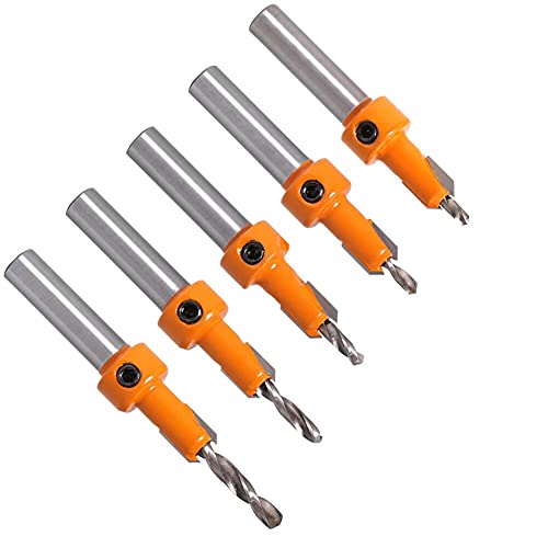 Countersink Drill Bit Set Wood Hole Drill Bit Timber Wood Working Drill Bits for Wood Screw Cutter with Hex Key Wrench（5pcs 10mm)