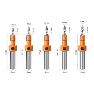 Countersink Drill Bit Set Wood Hole Drill Bit Timber Wood Working Drill Bits for Wood Screw Cutter with Hex Key Wrench（5pcs 10mm)