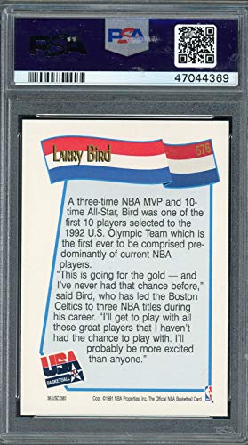 Larry Bird USA Basketball Team 1991 Hoops Basketball Card #576 Graded PSA 9 MINT