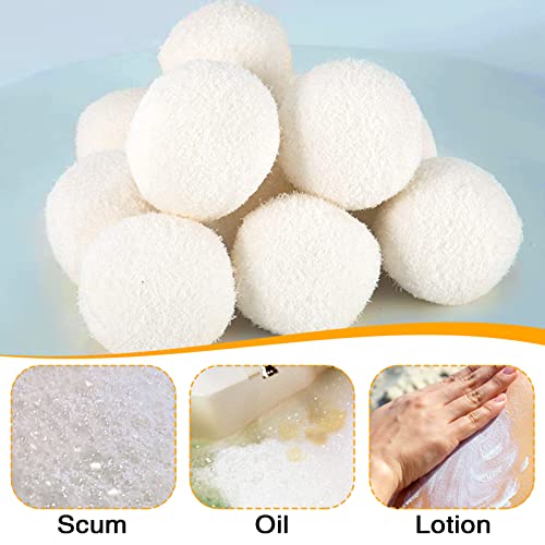 12 Pack Reusable Scum Eliminating Sponge Balls- Washable Oil Absorbing Sponge Ball Floating Pool Filter Sponge Ball for Swimming Pools Bath Center Bathtubs Spas Aquarium Slime and Grime Cleaning Scum