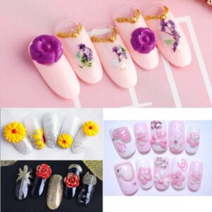 HELYZQ 36Pcs Mini Nail Art Silicone Mold Leaves Flower Animals Template Resin Molds Kit