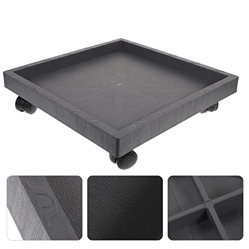 DOITOOL Square Plant Caddy Wheel Plant Pot Tray Removable Planter Trolley Casters Rolling Tray Coaster Garden Moving Plant Pot Saucer (Grey)