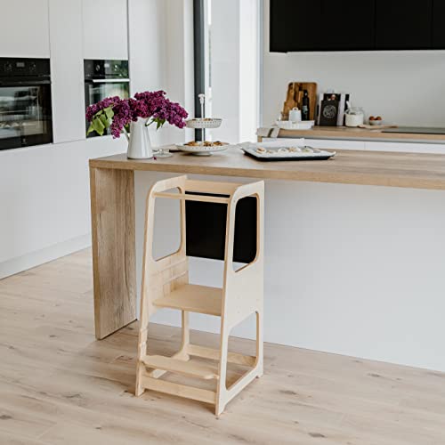 Kitchen tower with BLACKBOARD, Kitchen step stool, Toddler tower, Kitchen tower for kids, Montessori tower, Montessori safety stool, Kitchen safety stool