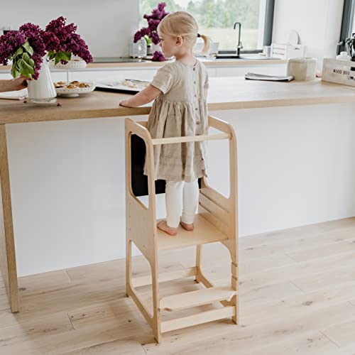 Kitchen tower with BLACKBOARD, Kitchen step stool, Toddler tower, Kitchen tower for kids, Montessori tower, Montessori safety stool, Kitchen safety stool