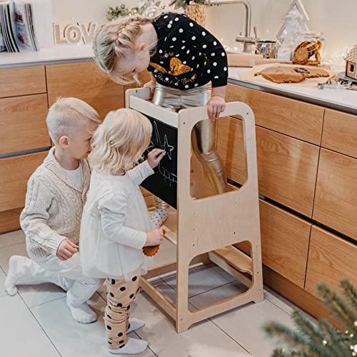 Kitchen tower with BLACKBOARD, Kitchen step stool, Toddler tower, Kitchen tower for kids, Montessori tower, Montessori safety stool, Kitchen safety stool