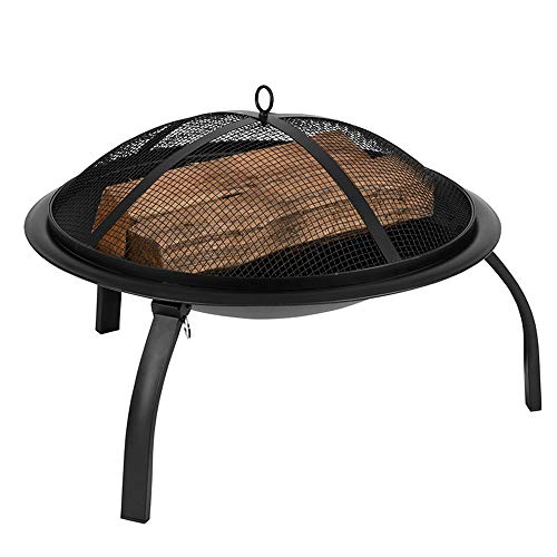 Flash Furniture Chelton 22.5" Foldable Wood Burning Firepit with Mesh Spark Screen and Poker