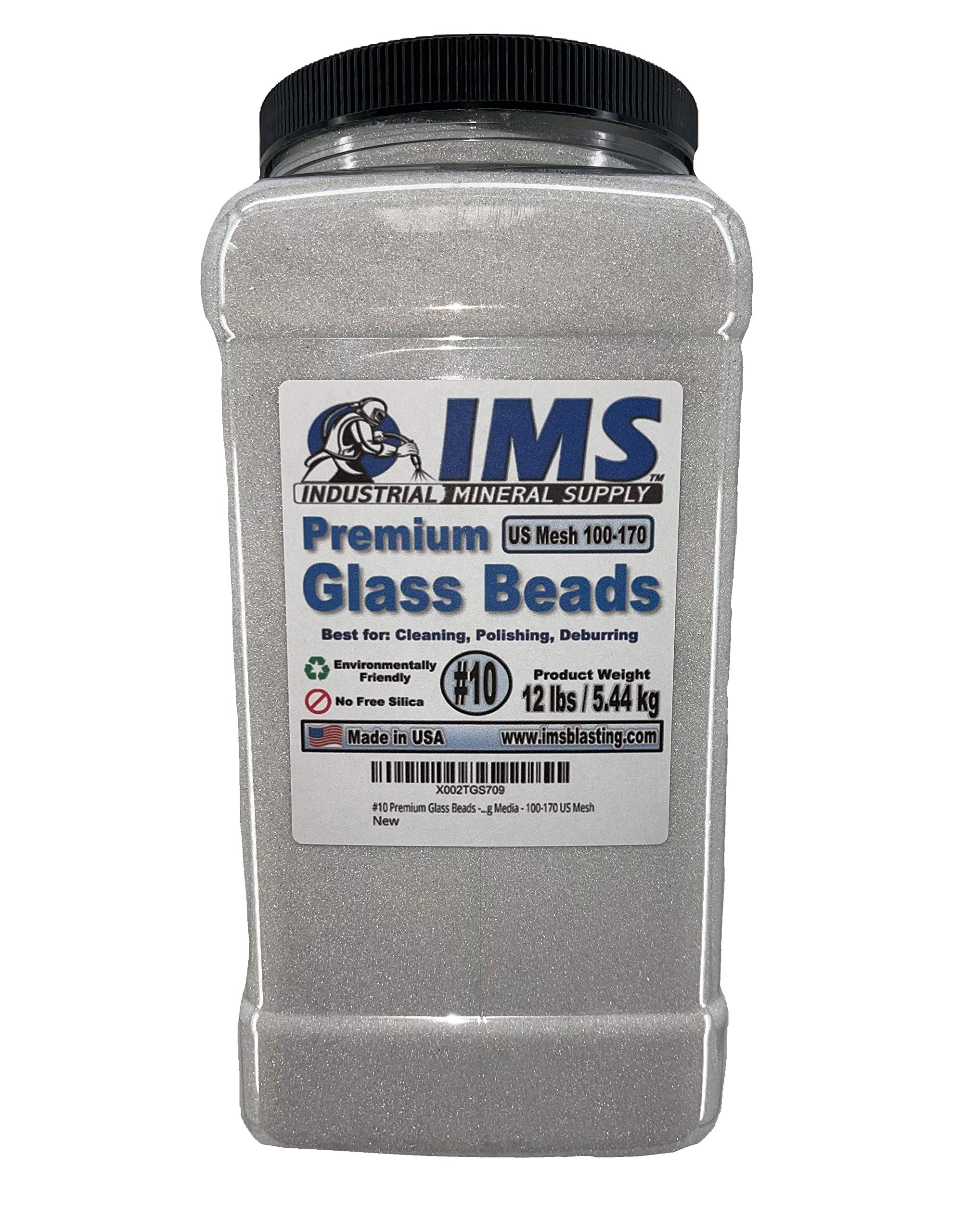 #10 Premium Glass Beads - Fine - 12 lbs/5.44 kg - Blasting Media - 100-170 US Mesh