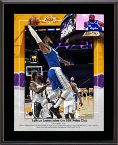 lebron james los angeles lakers framed 10.5" x 13" 3rd player in nba history to score 35,000 points sublimated plaque - nba team plaques and collages