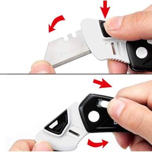 3 pcs Folding Lock Back Utility Knife, Compact Box Cutter with Lock Back Release and Quick-Change Mechanism, Heavy Duty Cardboard Cutter