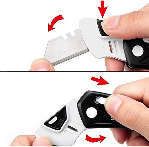 3 pcs Folding Lock Back Utility Knife, Compact Box Cutter with Lock Back Release and Quick-Change Mechanism, Heavy Duty Cardboard Cutter