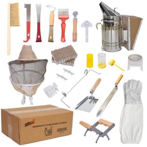 beekeeping supplies bee keeper starting kit 22 pcs beekeeping tool kit bee smoker kit including beehive tools,uncapping tool and beekeeping veil