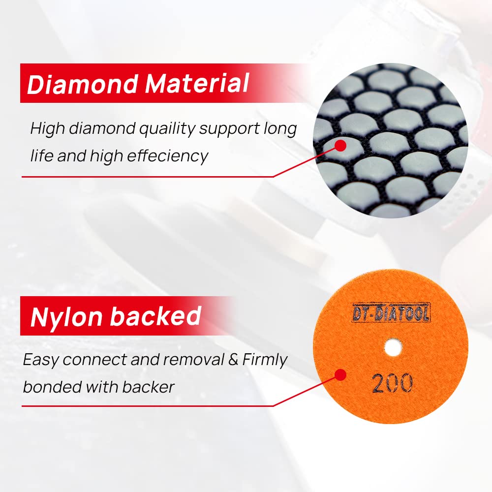 DT-DIATOOL Dry Diamond Polishing Pads 4 Inch for Granite Marble Quartz Stone Countertop Tiles Mixed Grits