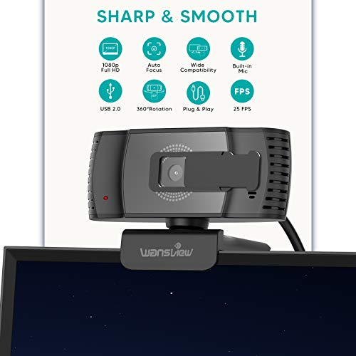 wansview Webcam with Microphone, 1080P HD Webcam USB PC Laptop Web Camera with for Computer Desktop Live Streaming/Zoom/Video Call/Online Meeting/Gaming