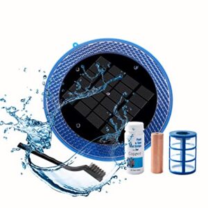 BLUE WORKS Solar Pool Ionizer - Pool Ionizer Solar Powered, Long Lasting Cooper Anode up to 32,000 Gallons, 85% Less Chlorine