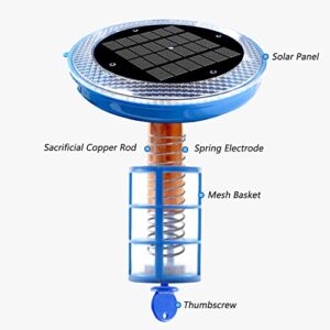 BLUE WORKS Solar Pool Ionizer - Pool Ionizer Solar Powered, Long Lasting Cooper Anode up to 32,000 Gallons, 85% Less Chlorine