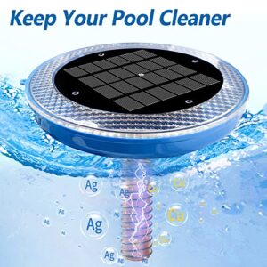 BLUE WORKS Solar Pool Ionizer - Pool Ionizer Solar Powered, Long Lasting Cooper Anode up to 32,000 Gallons, 85% Less Chlorine