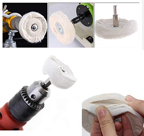 SHININGEYES Polishing Wheel for Drill 4 Pack, Buffing Wheel Polisher Kit with 1/4" Hex Shafts for Dremel Tools