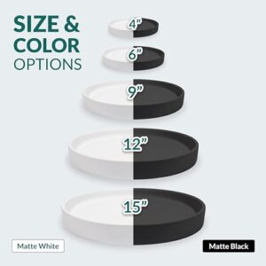 Willowy Matte White Ceramic Pot Saucer - Drainage Tray for 6, 7, 8, 9 Inch Planters + More Sizes