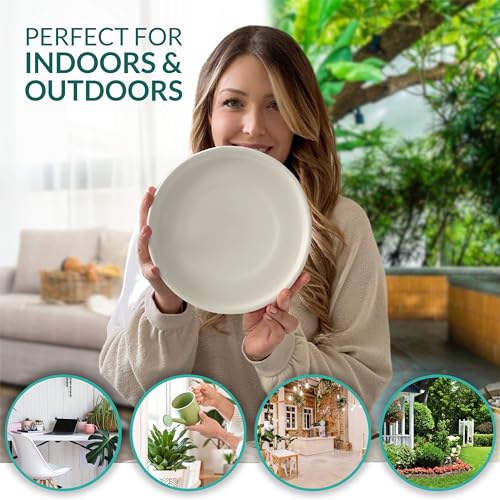 Willowy Matte White Ceramic Pot Saucer - Drainage Tray for 6, 7, 8, 9 Inch Planters + More Sizes