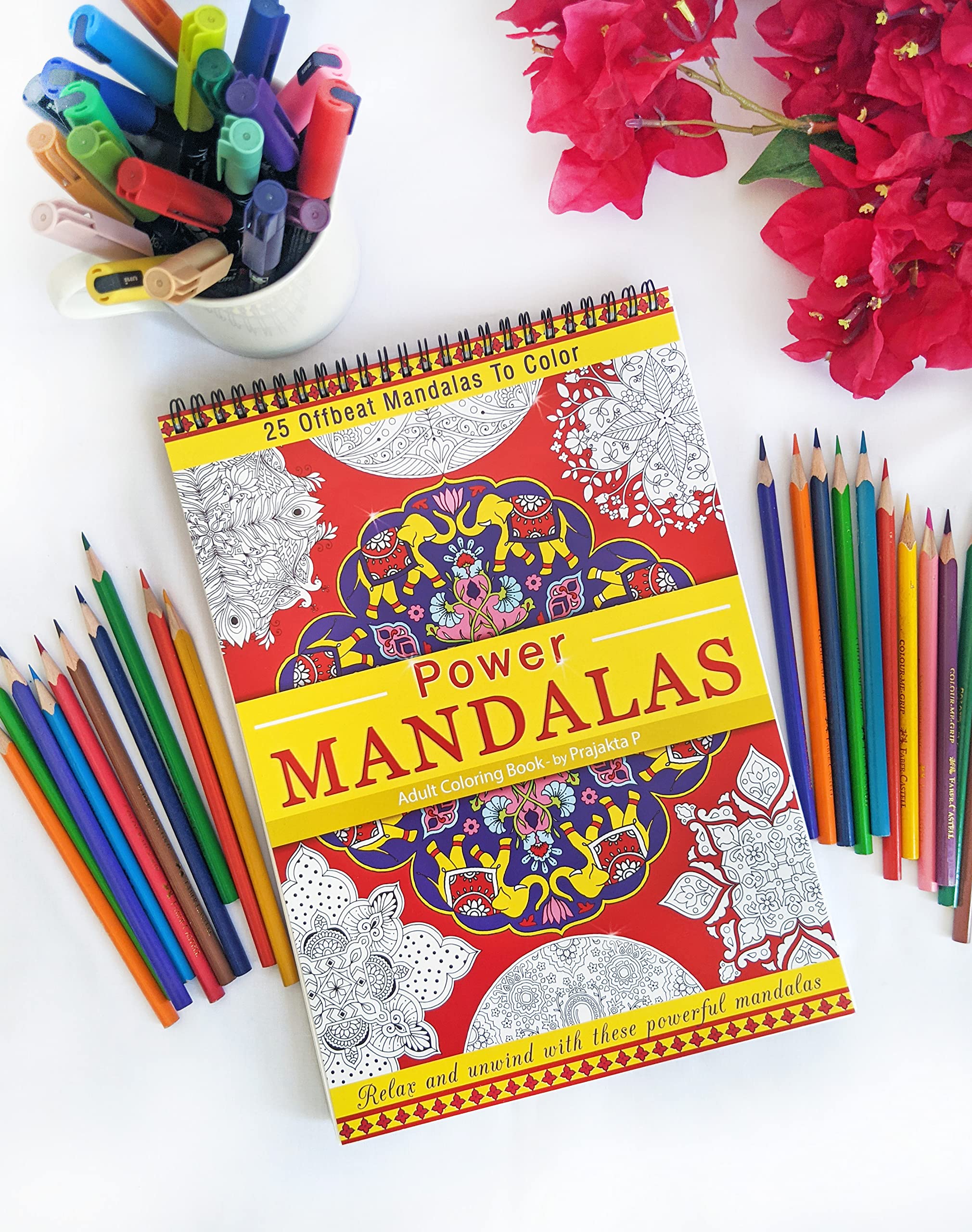 Power Mandalas Coloring book for adults, Spiral bound paperback, stress relieving intricate Offbeat mandalas for grown-ups