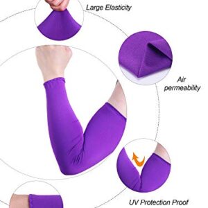 Bememo 12 Pairs Unisex UV Protection Sleeves Long Arm Sleeves Cooling Sleeves Arm Cover Sleeves(Bright Colors, Ice Silk)