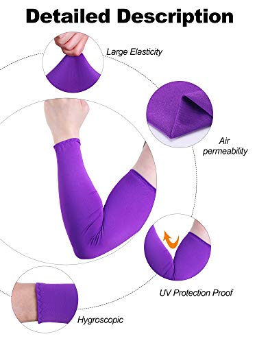 Bememo 12 Pairs Unisex UV Protection Sleeves Long Arm Sleeves Cooling Sleeves Arm Cover Sleeves(Bright Colors, Ice Silk)