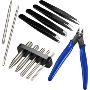 12 metal model tool kits including 7 metal model long edge bending tools tab twisting tool cylinder cone shape bend assist 1 clipper 4 metal tweezers for 3d diy metal jigsaw puzzles assembly