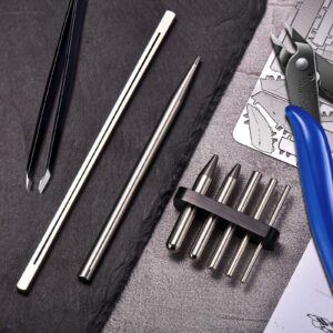 12 Metal Model Tool Kits Including 7 Metal Model Long Edge Bending Tools Tab Twisting Tool Cylinder Cone Shape Bend Assist 1 Clipper 4 Metal Tweezers for 3D DIY Metal Jigsaw Puzzles Assembly