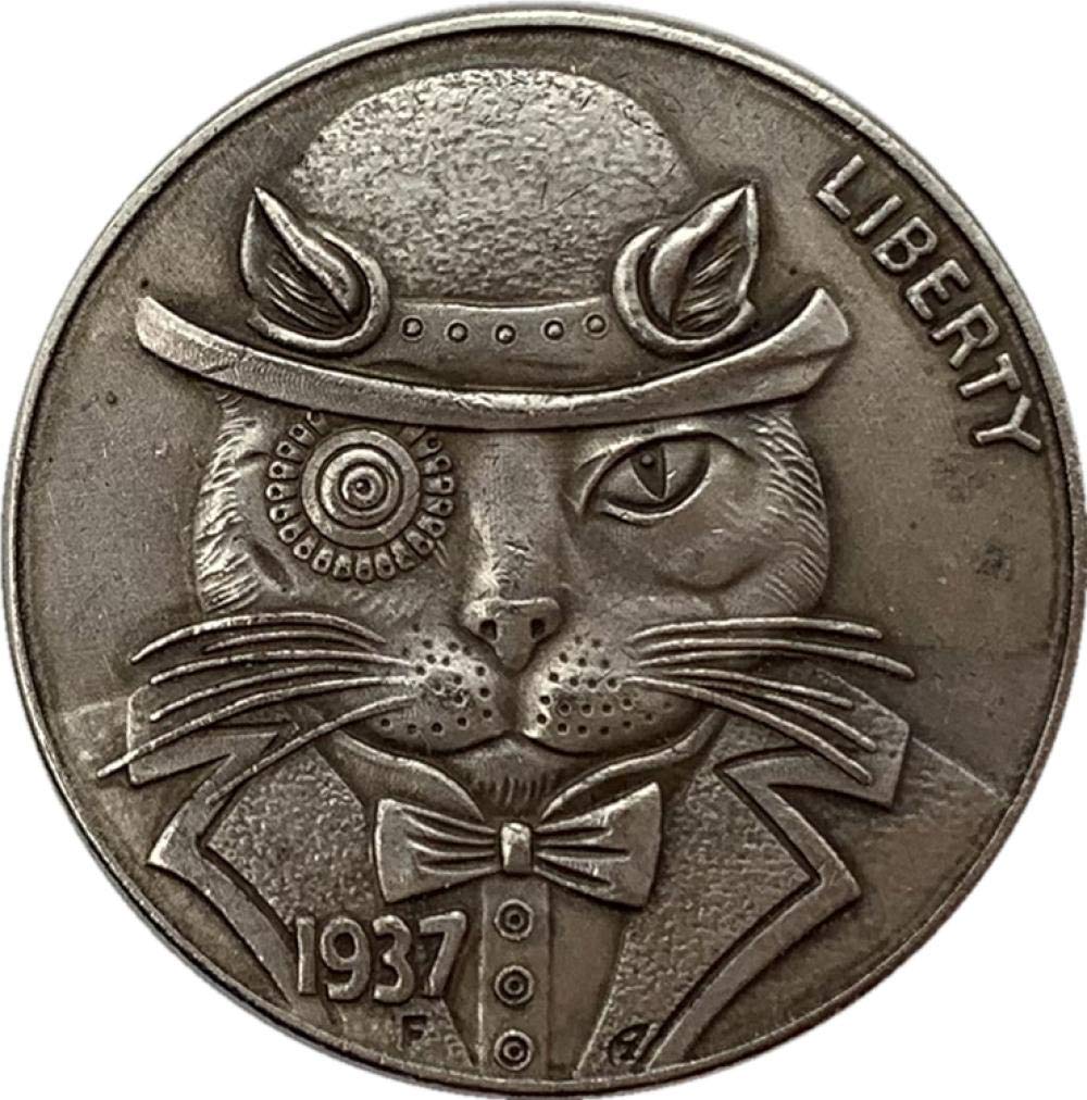 MKIOPNM Exquisite Collection of Commemorative Coins 1937 hobo Coin Gentleman cat Antique Copper Old Silver Commemorative Coin Collection Animal Craft Embossed Coin Ancient Coin