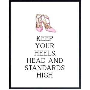 Designer Shoes Art Print - Inspirational Quotes Wall Art - Glam Wall Decor Motivational Gifts for Women - High Fashion Design - Luxury Room Decoration - Bathroom, Living Room, Girls Teens Bedroom