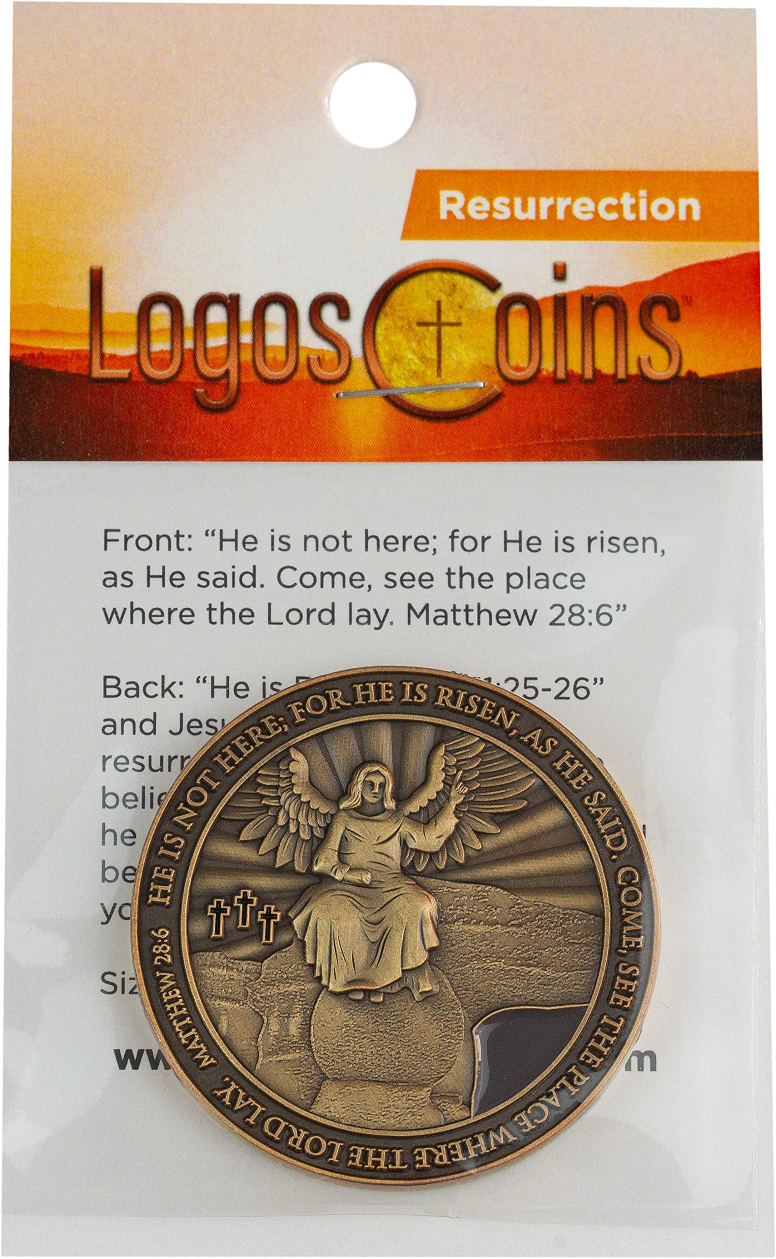 Easter Resurrection Coin, He is Risen, Bulk Pack of 3, Handout for Church Service, Christ is Alive & Empty Tomb, Jesus Son of God Challenge Coin, Religious Antique Gold-Color Plated Prayer Token Gift