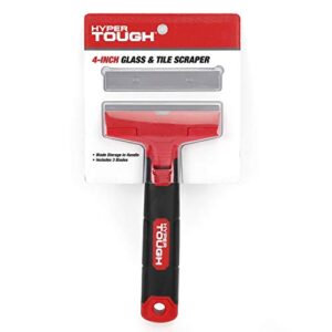 hyper tough 4-inch glass & tile scraper + 3-blades comfortable non-slip handle