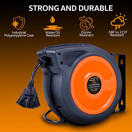 SuperHandy Extension Cord Reel 12AWG x 50'ft SJTOW and Electrostatic Disinfectant Indoor Sprayer 20v 45oz [BUNDLE DEAL]