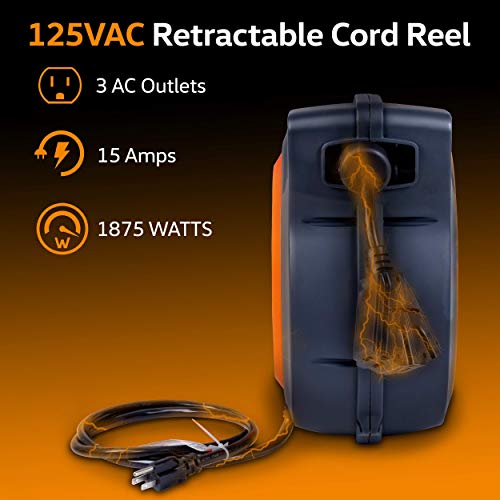 SuperHandy Extension Cord Reel 12AWG x 50'ft SJTOW and Electrostatic Disinfectant Indoor Sprayer 20v 45oz [BUNDLE DEAL]