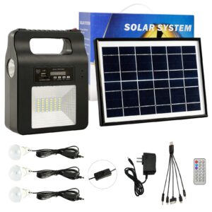 solar generator with panels included, portable power generators station 12000mah with 3 led lamps, emergency solar powered generator for home use camping emergency power supply