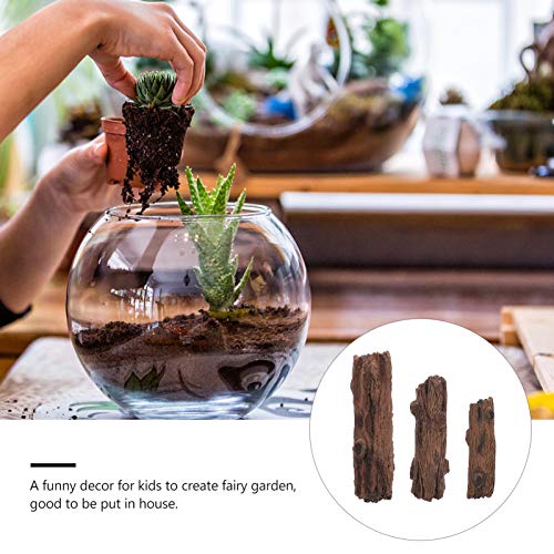 DOITOOL 3Pcs Tree Stumps, Fairy Garden Miniature Tree Stump Decor Dollhouse Supplies Micro Landscape Decor Mini Tree Stump Resin Moss Terrariums Bonsai Decor