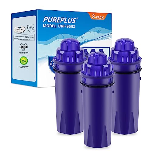 PUREPLUS CRF950Z Pitcher Water Filter Replacement for Pur PPF900Z, PPF951K, PPT700W, CR-1100C, DS-1800Z, CR-6000C, PPT711W, PPT711, PPT710W, PPT111W, PPT111R and All PUR Pitchers and Dispensers,3PACK