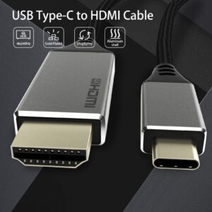 USB C to HDMI Cable 6FT, 4K USB Type-C to HDMI Ports Nylon Braided Cable for Home Office