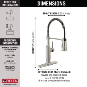 Delta Faucet Theodora Pull Down Kitchen Faucet with Pull Down Sprayer, Commercial Kitchen Sink Faucet, Faucets for Kitchen Sink, Magnetic Docking Spray Head, SpotShield Stainless 18804Z-SP-DST