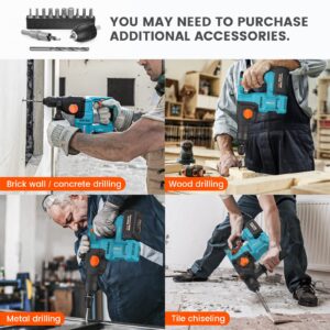 Berserker 20V Cordless 1-1/8" SDS-Plus Brushless Rotary Hammer Drill with Safety Clutch, 4.0Ah Lithium-Ion Battery Operated and Super Fast Charger, 4 Functions Variable Speed Rotomartillo for Concrete