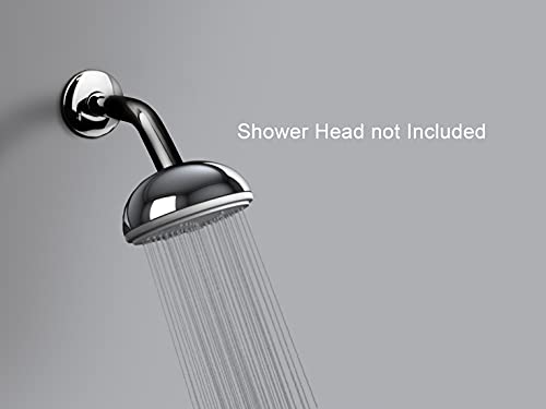 SENLO 6 Inch Shower Arm and Flange Polish Chrome, Showerhead Extension Extender Pipe Arm with Stainless Steel Flange, Rain Shower Angled Solid Brass for Wall Mount Replacement Bathroom Fixture Part