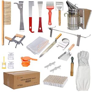 beecastle beekeeping supplies 22pcs beekeeping tools kit, bee keeping supplies-all tools kit bee keeping starter kit for beginners and professional beekeepers