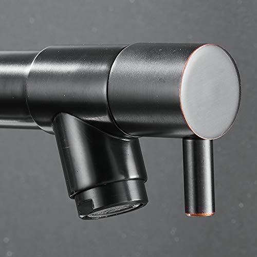 Leekayer Kitchen Faucet Commercial Pull Down Small Type Sink Mixer 2 Mouth Single Handle 1 Hole Deck Mount Dual Function Swivel Spout Antique Elegant Oil Rubbed Bronze Finish