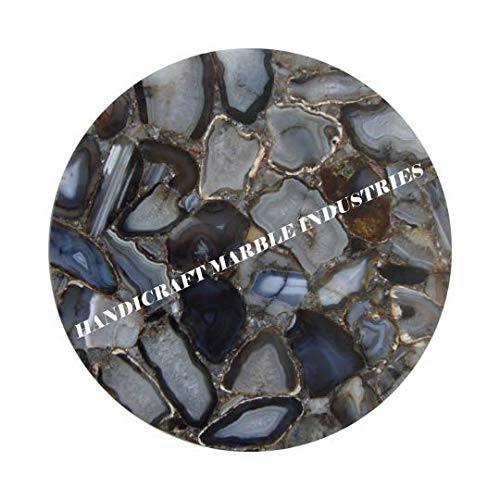 Natural Dark Agate Stone Round 24" x 24" Coffee & Centre Table Top, Natural Dark Agate Stone Round Side & Corner Table Top, Natural Dark Agate Stone Table Top, Piece Of Conversation, Family Heir Loom