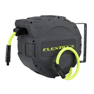 flexzilla retractable enclosed plastic air hose reel, 3/8 in. x 30 ft, heavy duty, lightweight, hybrid, zillagreen - l8232fz